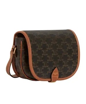 Celine Medium Folco Bag In Triomphe Canvas And Calfskin