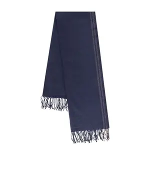Brunello Cucinelli Striped Fringed Edge Scarf - Blue
