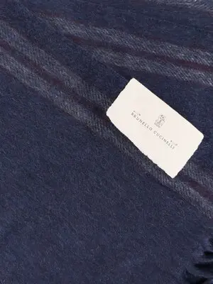 Brunello Cucinelli Striped Fringed Edge Scarf