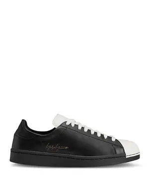 Y3 Superstar Leather Lace Up Sneakers - Black
