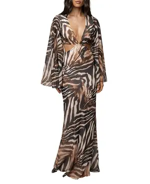 JLUXLABEL Zebra Print Maxi Dress - Brown