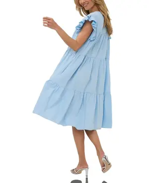 MARIELLE STOKKELAAR Caro Midi Dress - Light Blue