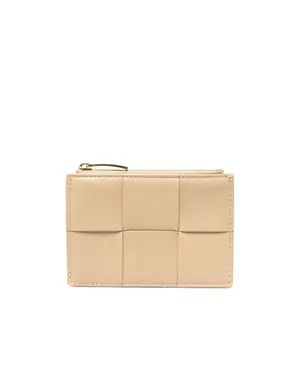 Bottega Veneta Cassette Zippered Card Case - Nude