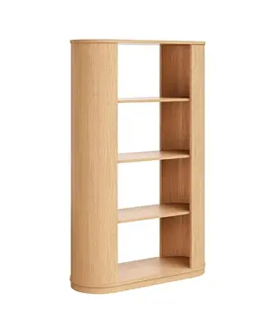 MODWAY Aspect 74 Inch Curved 4 Tier Bookshelf - Natural