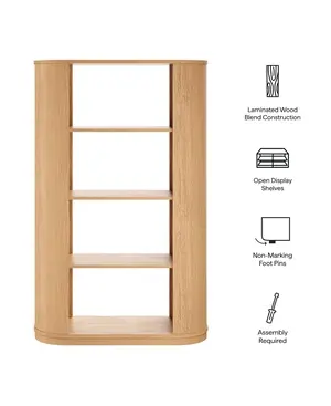 MODWAY Aspect 74 Inch Curved 4 Tier Bookshelf