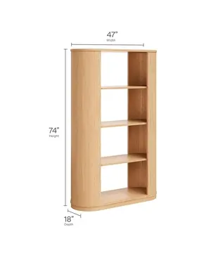 MODWAY Aspect 74 Inch Curved 4 Tier Bookshelf