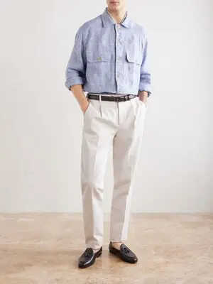 Ralph Lauren Purple Label Clayburn Checked Linen Shirt