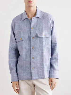 Ralph Lauren Purple Label Clayburn Checked Linen Shirt