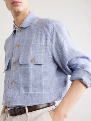 Ralph Lauren Purple Label Clayburn Checked Linen Shirt