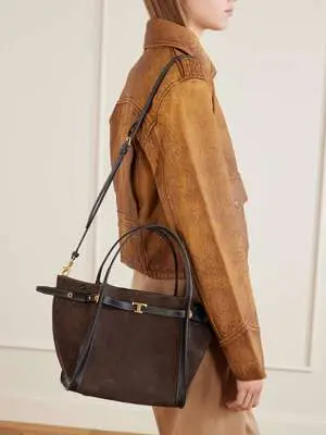 TOD'S Tim Small Leather-trimmed Suede Clutch