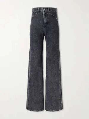 Veronica Beard Grant Studded High-rise Wide-leg Jeans