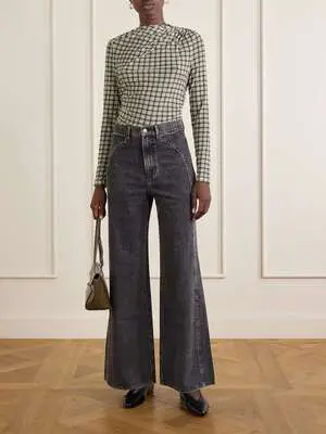 Veronica Beard Grant Studded High-rise Wide-leg Jeans