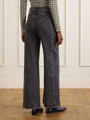 Veronica Beard Grant Studded High-rise Wide-leg Jeans