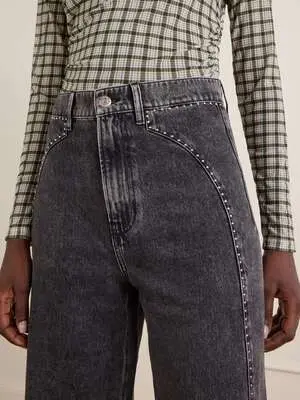 Veronica Beard Grant Studded High-rise Wide-leg Jeans