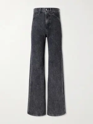 Veronica Beard Grant Studded High-rise Wide-leg Jeans