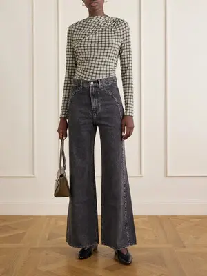 Veronica Beard Grant Studded High-rise Wide-leg Jeans