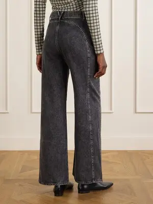 Veronica Beard Grant Studded High-rise Wide-leg Jeans