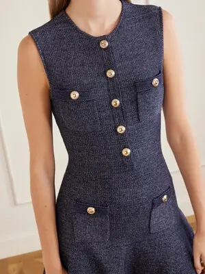 SELF-PORTRAIT Scalloped Knitted Cotton-blend Mini Dress