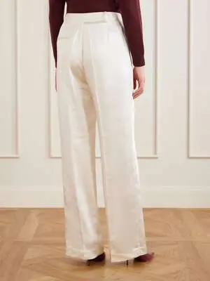 SELF-PORTRAIT Pleated Satin Straight-leg Pants