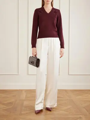 SELF-PORTRAIT Pleated Satin Straight-leg Pants