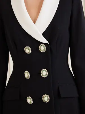 SELF-PORTRAIT Double-breasted Wool-crepe Mini Dress With Statement Buttons