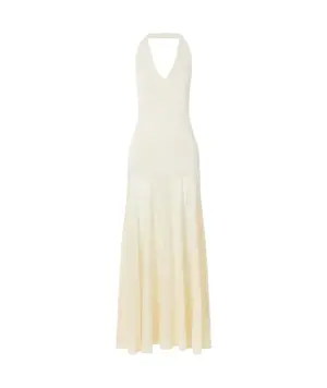 ST. AGNI Halterneck Maxi Dress With Sheer Mesh Skirt - Neutrals