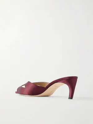 Victoria Beckham Harlow Mask 55 Satin Sandals - Burgundy
