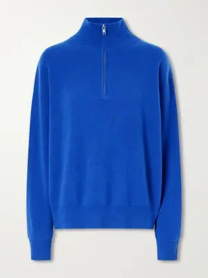 Staud Hudson Cashmere Half-zip Sweater - Blue