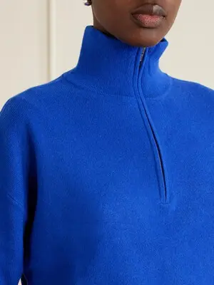 Staud Hudson Cashmere Half-zip Turtleneck Sweater - Blue