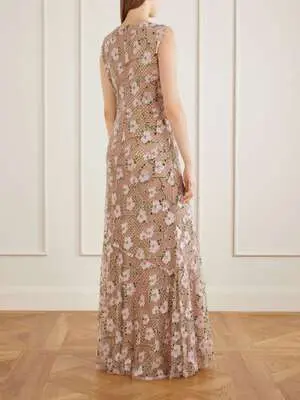 SELF-PORTRAIT Sequin-embellished Mesh Maxi Dress