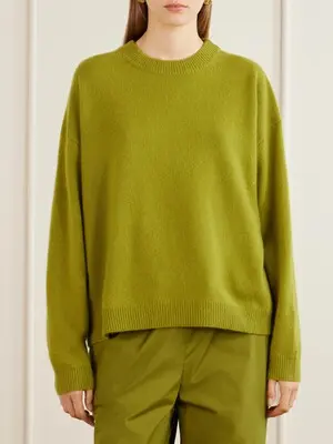 Staud Serrano Cashmere Crewneck Sweater - Bright Green