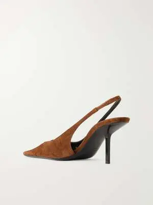Saint Laurent Babylone Glossed-leather Slingback Pumps