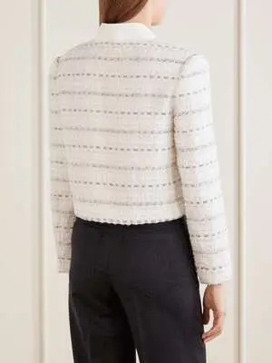SELF-PORTRAIT Cropped Metallic Bouclè Jacket