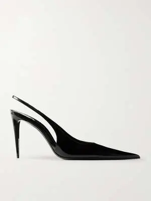 Saint Laurent Guermantes Patent-leather Slingback Pumps - Black