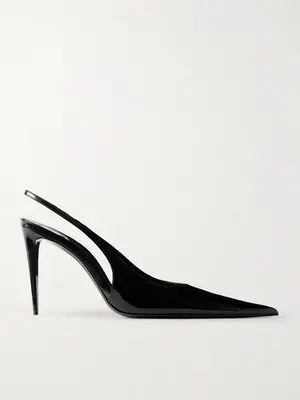 Saint Laurent Guermantes Patent Leather Slingback Pumps - Black