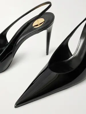 Saint Laurent Guermantes Patent-leather Slingback Pumps