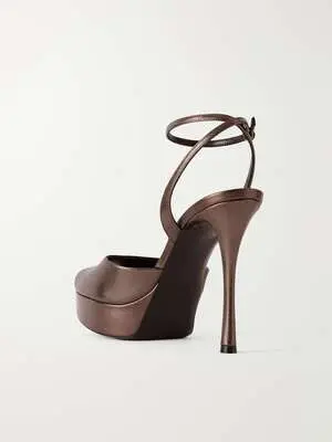 Saint Laurent Le Scandale Metallic-leather Platform Pumps