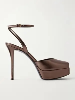 SAINT LAURENT SAINT LAURENT Le Scandale Metallic-Leather Platform Pumps