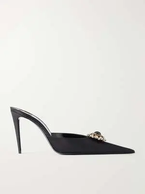 Saint Laurent Cosmo 95 Crystal-embellished Faille Pumps - Black