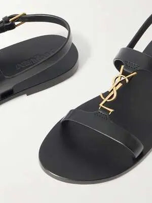 Saint Laurent Cassandra Embellished Leather Sandals