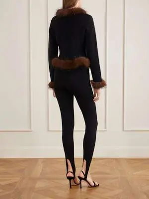 SELF-PORTRAIT Plush-trimmed Knitted Cardigan