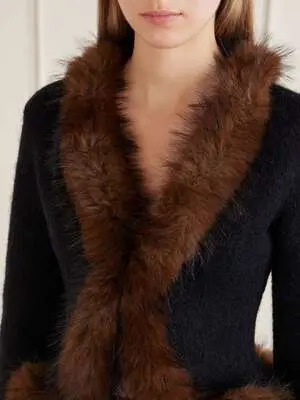 SELF-PORTRAIT Plush-trimmed Knitted Cardigan