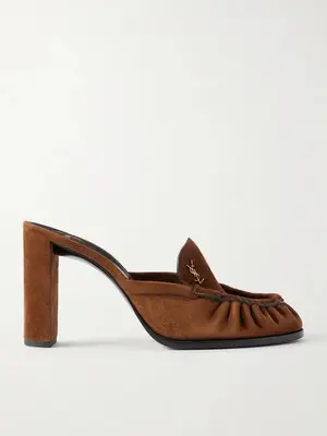 Saint Laurent Le Loafer Suede Pumps - Brown
