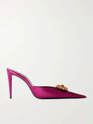 Saint Laurent Cosmo 95 Embellished Satin Pumps