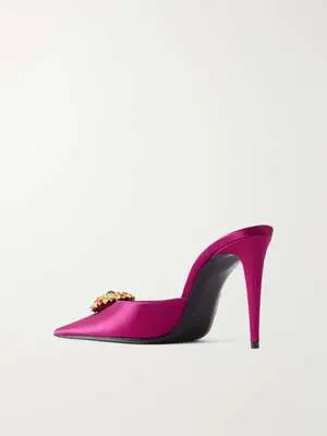 Saint Laurent Cosmo 95 Embellished Satin Pumps