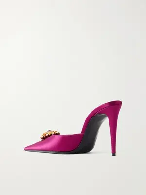 Saint Laurent Cosmo 95 Embellished Satin Mules