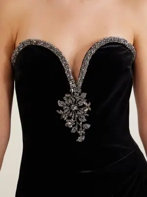 SELF-PORTRAIT Crystal-embellished Velvet Maxi Dress