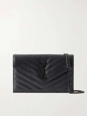 Saint Laurent Cassandre Mini Matelassé Textured-leather Shoulder Bag - Black