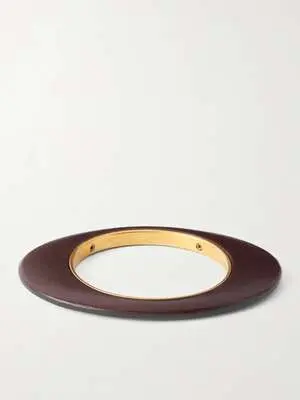 Saint Laurent Blade Gold-tone Bracelet - Dark Brown