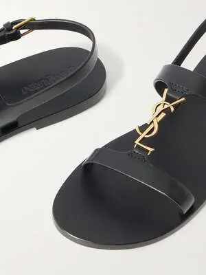 Saint Laurent Cassandra Embellished Leather Sandals